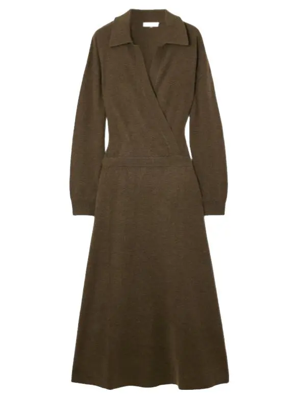 Altuzarra Wrap-effect Cashmere Midi Dress - Brown