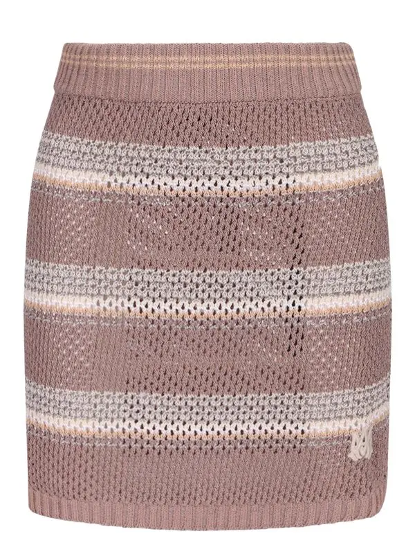 Amiri Striped Crochet Knitted Skirt - Pink