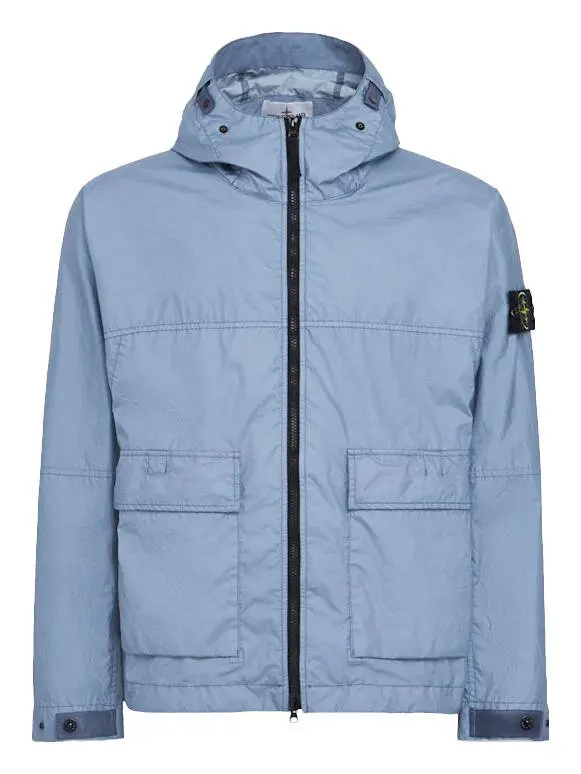 Stone Island Logo Patch Nylon Short Parka - Blue