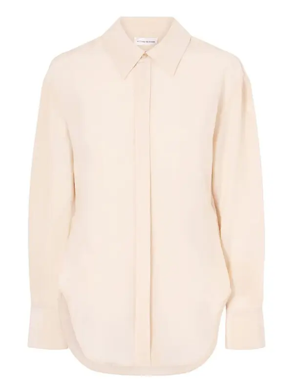 Victoria Beckham Silk-crepe Shirt With Balloon Sleeves - White