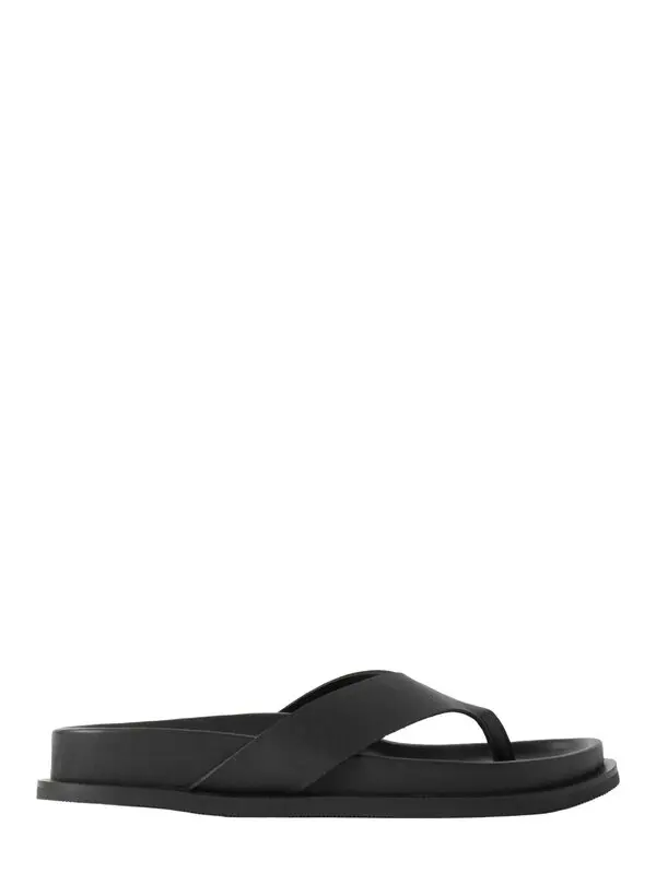ST. AGNI Thong Leather Flip Flops - Black