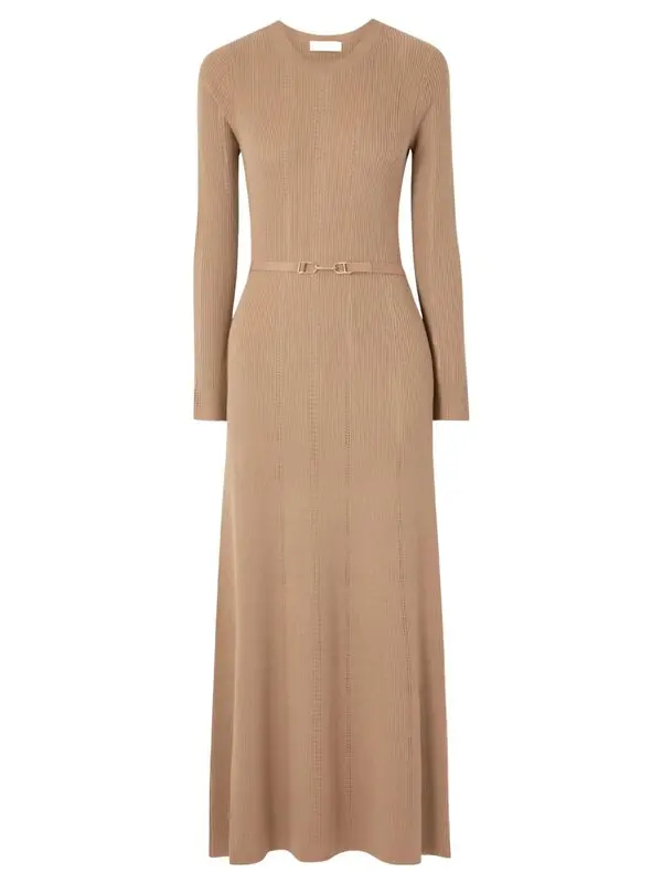 Gabriela Hearst Imagene Belted Midi Dress - Nude