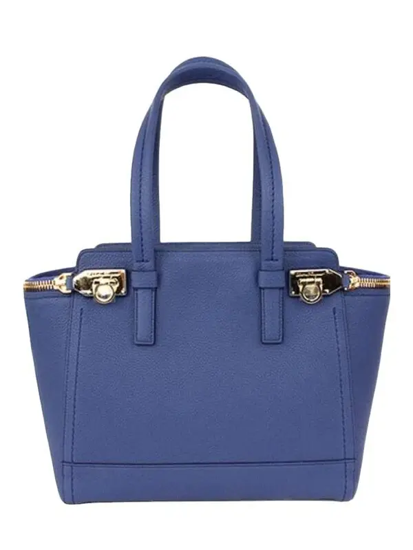 FERRAGAMO Top Handle Handbag With Logo Detail - Blue