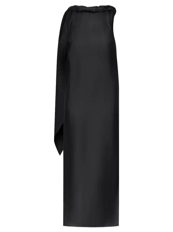 Loulou De Saison Susan Draped Neck Silk Twill Midi Dress - Black