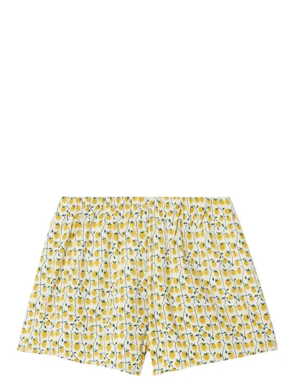 Staud Printed Cotton Blend Shorts - White