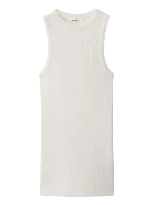 LISA YANG Amya Ribbed High Neck Tank - Salt