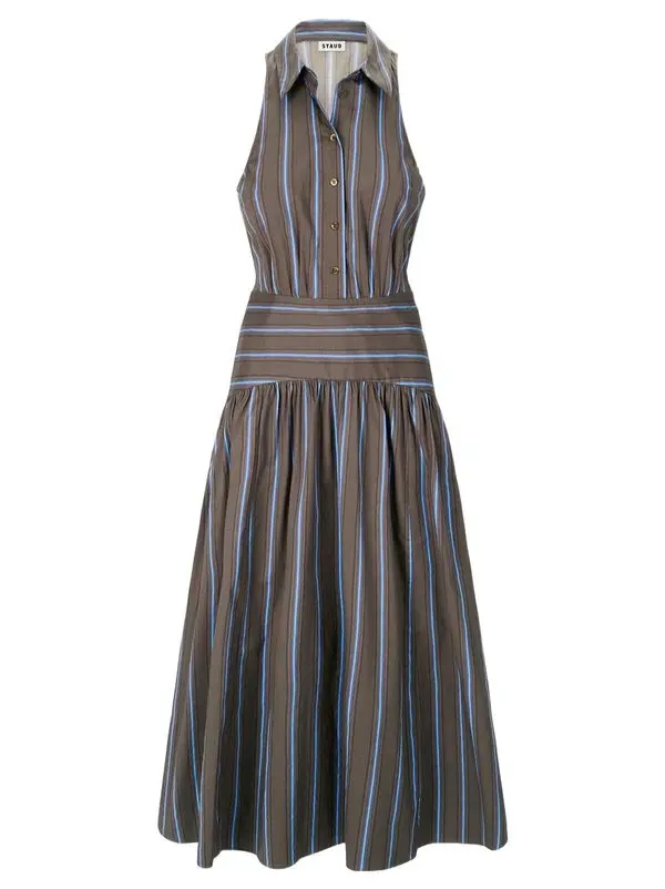 Staud Romy Striped Maxi Dress - Black