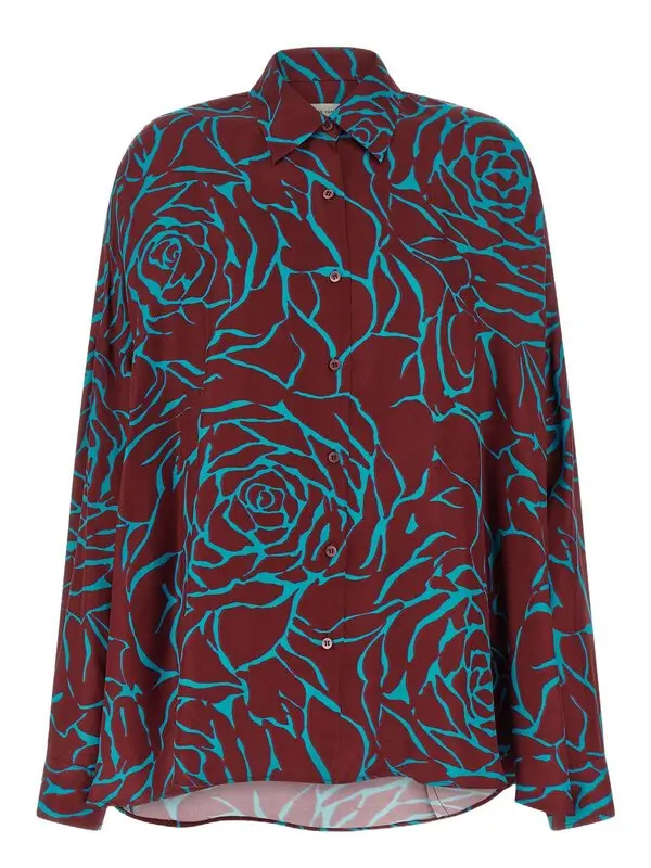 Dries Van Noten Floral Print Long Sleeve Shirt - Red