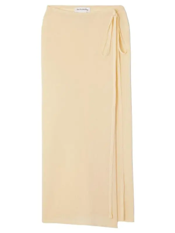 THE FRANKIE SHOP Alsen Knitted Midi Wrap Dress - Cream