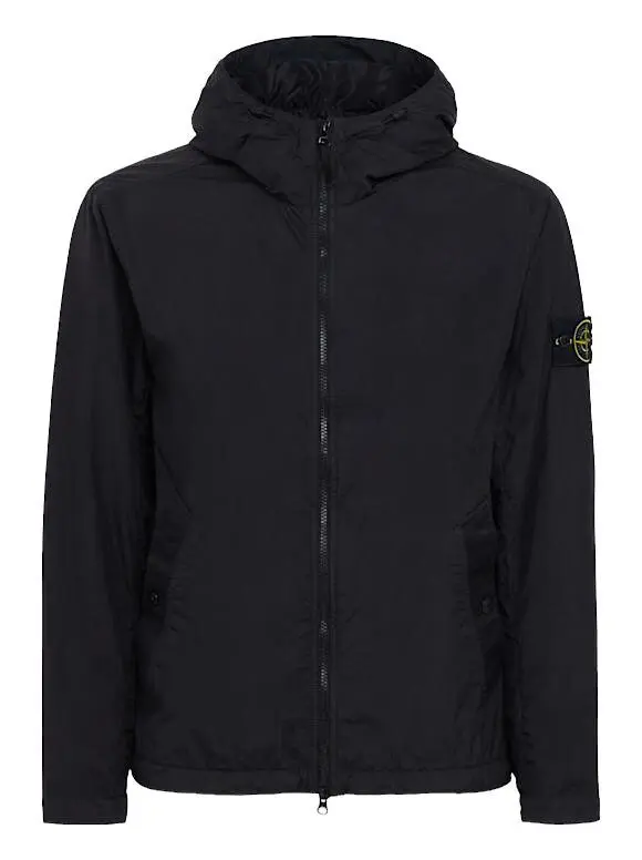Stone Island Logo Patch Hooded Jacket - Black