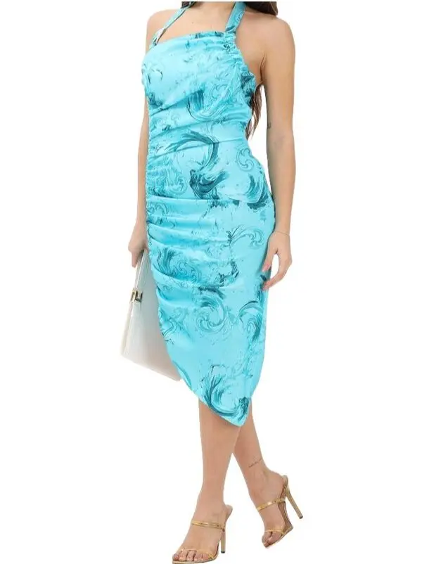 Versace Baroque One-shoulder Dress - Blue
