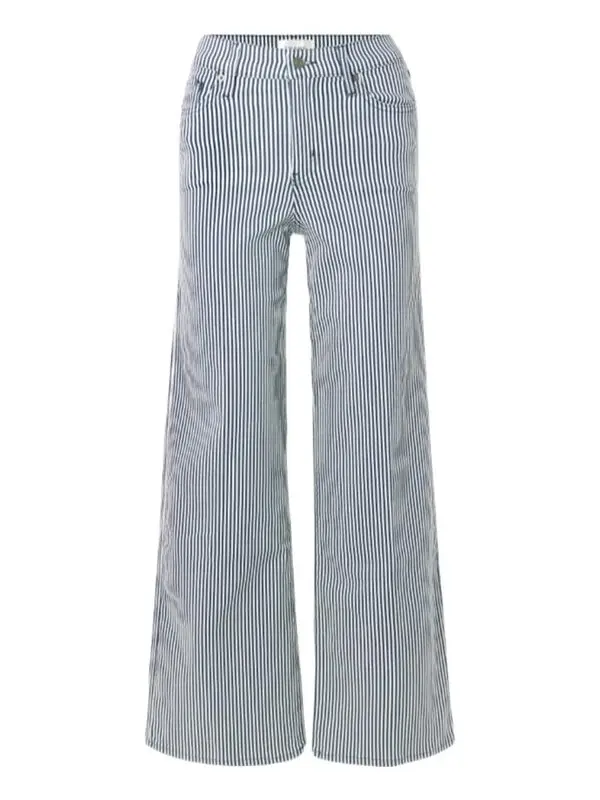 FRAME Striped Wide-leg Trousers - Lightblue
