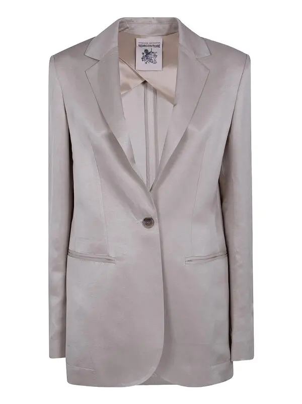 SEMICOUTURE Long-sleeve Blazer With Notched Lapel And Patch Pockets - Gray
