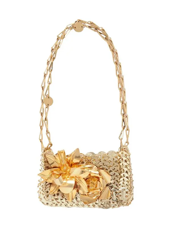 Rabanne Nano 1969 Flower-appliqué Shoulder Bag - Nude