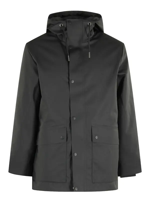 Rains Hooded Parka Coat - Black