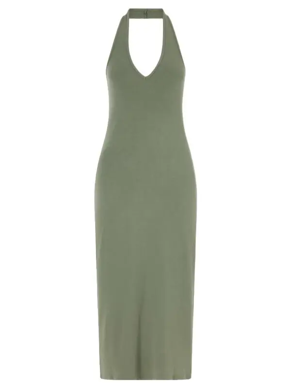 NILI LOTAN Knitted V-neck Sleeveless Backless Midi Dress - Green