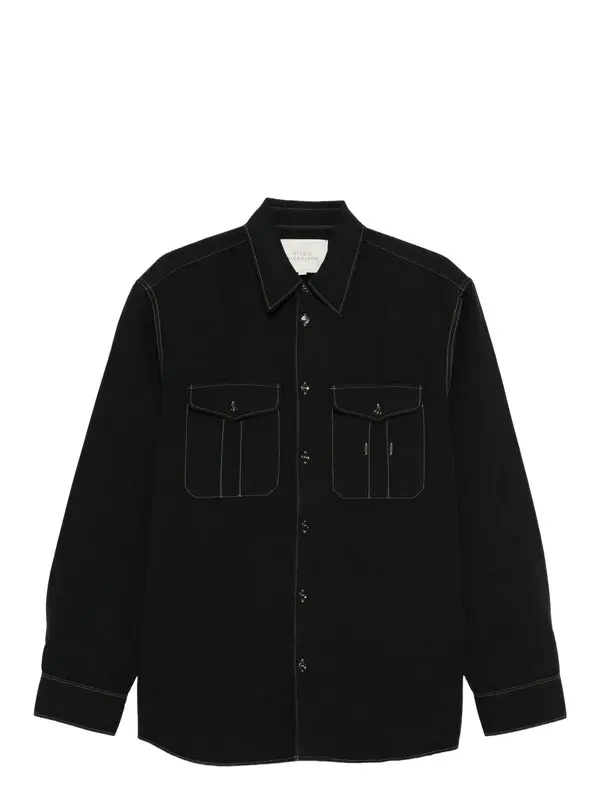 Studio Nicholson Collared Long-sleeved Shirt With Chest Pockets - Black