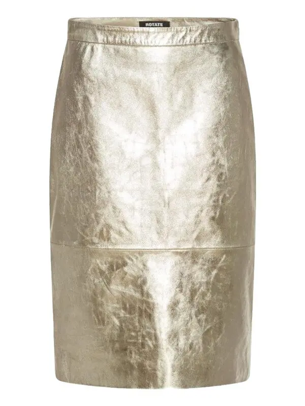 ROTATE BY BIRGER CHRISTENSEN Metallic Leather Pencil Midi Skirt - Golden
