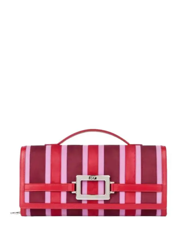 ROGER VIVIER Belle Vivier Suede Clutch - Red