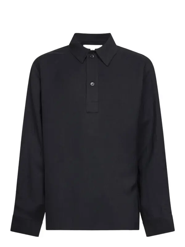 Studio Nicholson Austin Long Sleeve Polo Shirt - Deep Navy Blue
