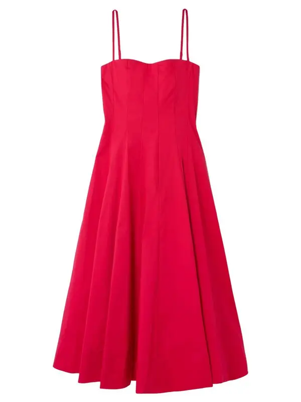 Staud Wylie Patchwork Dress - Cherry Red