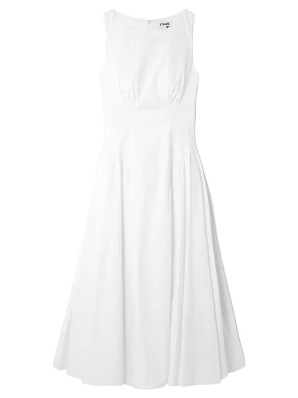 Staud Gwen Pleated Midi Dress - White