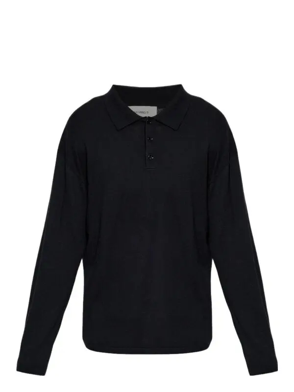 LISA YANG Long-sleeved Knit Polo Shirt - Black