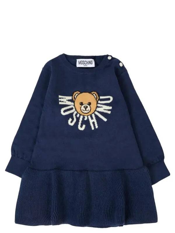 Moschino Long Sleeve Ruffled Hem Sweatshirt Dress - Black