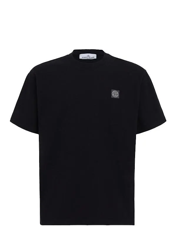 Stone Island Logo Patch Cotton T-shirt - Black