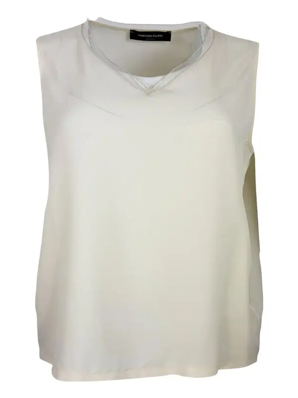 Fabiana Filippi Sleeveless V-neck Tank Top - Cream