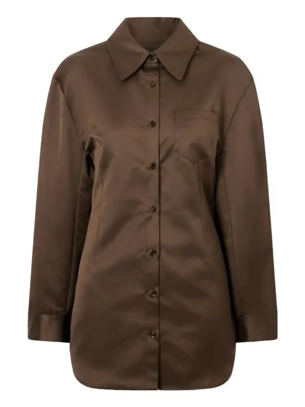 THE FRANKIE SHOP Akita Darted Mini Shirt Dress - Brown