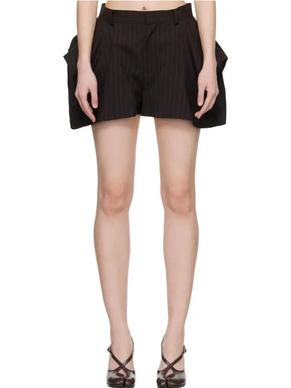 Sacai Chalk Striped Shorts - Brown