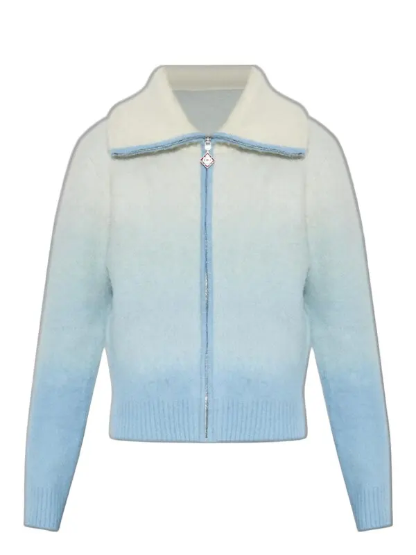 Casablanca Gradient Effect Knit Zip-up Sweater - Blue