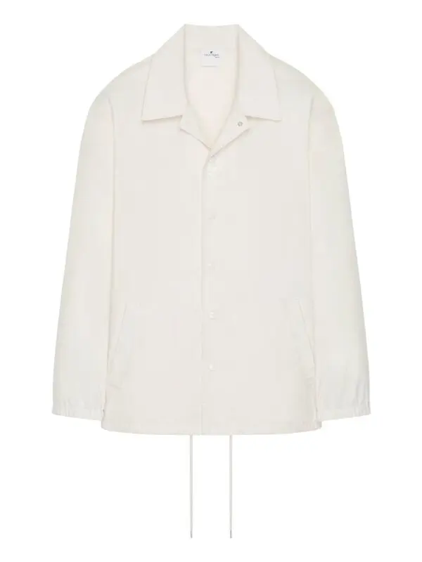 COURREGES Buttoned Shirt Jacket With Ac Logo And Elasticated Cuffs - Light Bone Color