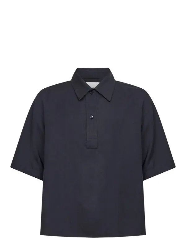 Studio Nicholson Boxy Short-sleeve Polo Shirt - Deep Navy Blue