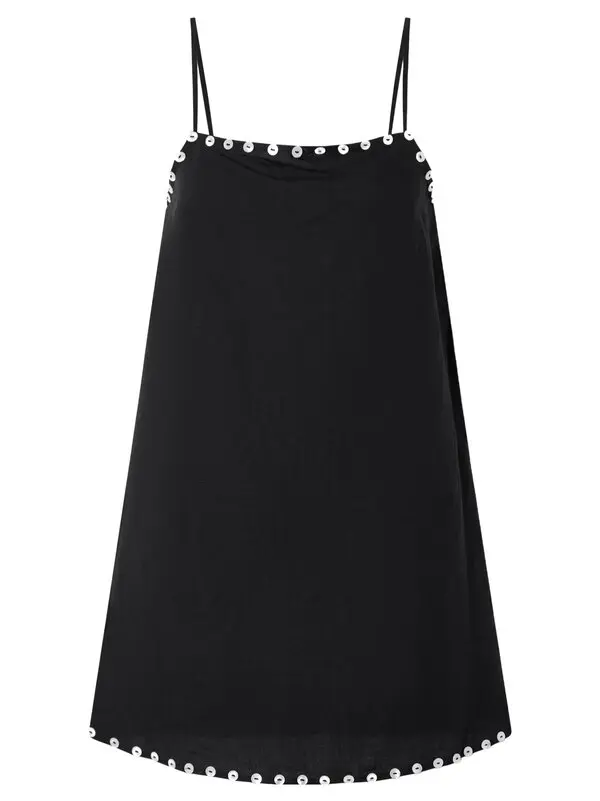 Staud Laura Mini Dress With Pearlescent Buttons - Black
