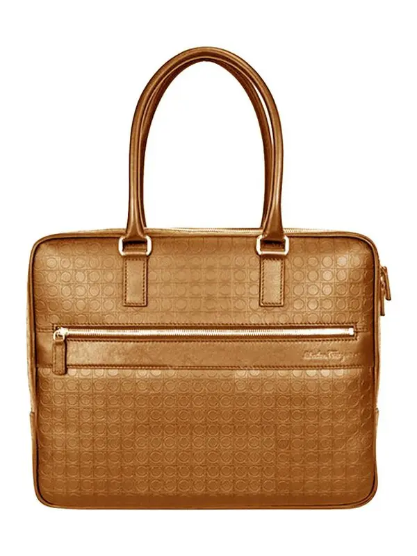 FERRAGAMO Monogram Top Handle Bag - Brown