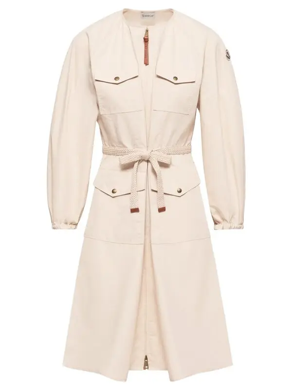 Moncler Pleated Poplin Midi Dress - Light Beige