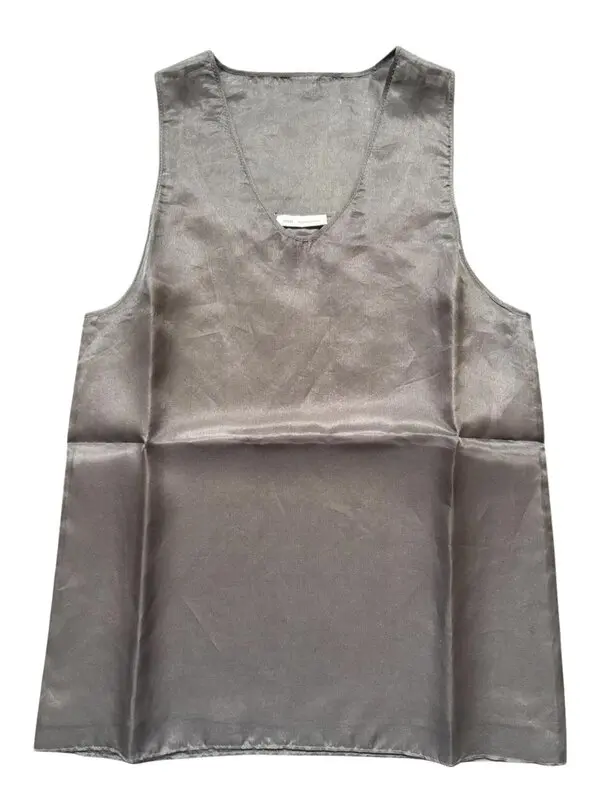 Ami Sheer Panel Sleeveless Top - Gray