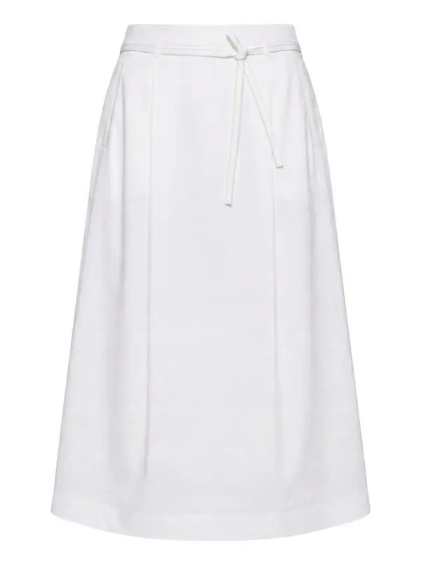 Peserico Gabardine Skirt With Belt And Pleats - Light White