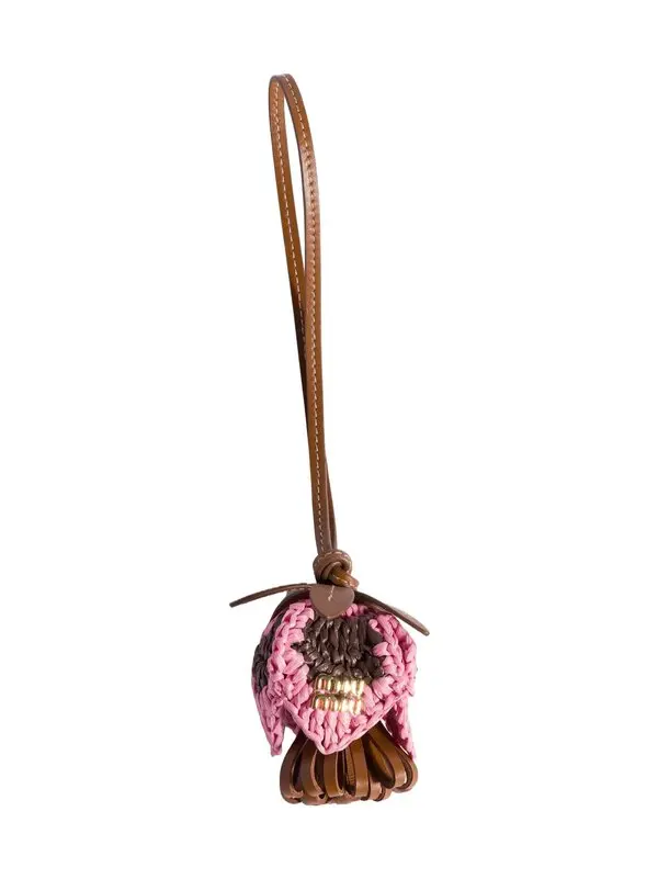 Miu Miu Crochet Flower Bag Charm - Cognac/pink