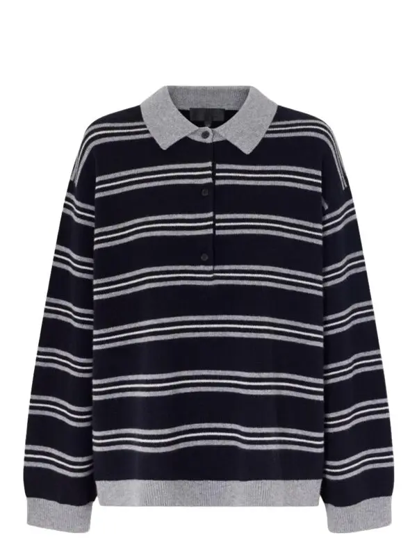 NILI LOTAN Striped Long Sleeve Sweater - Black
