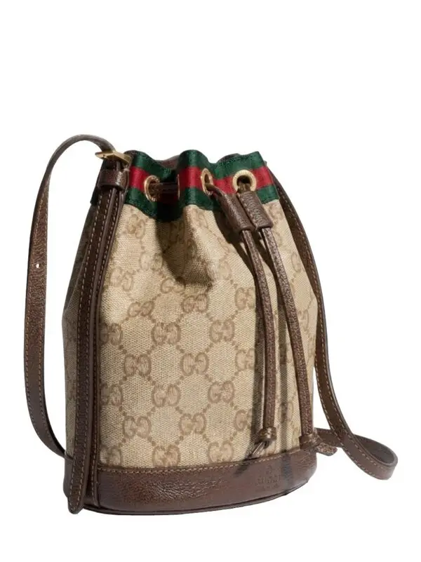Gucci Mini Bucket Bag With Web Detail - Sand And Dark Brown