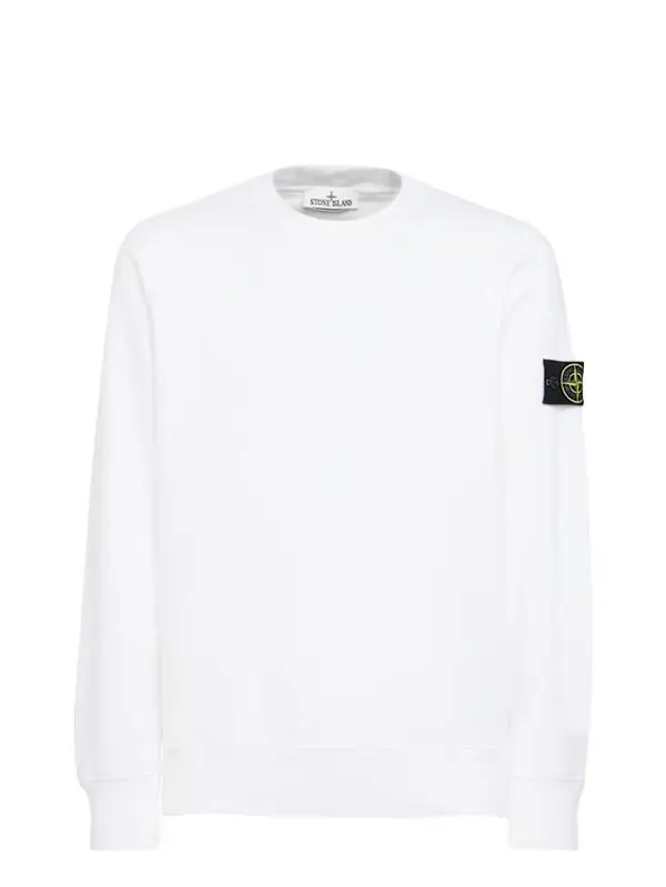 Stone Island Cotton Crewneck Sweatshirt With Logo Detail - White