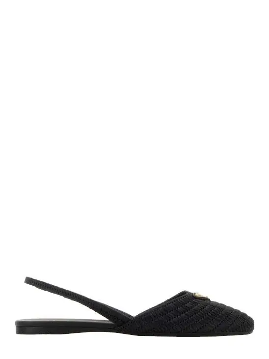 Prada Woven Slingback Ballet Flats - Black