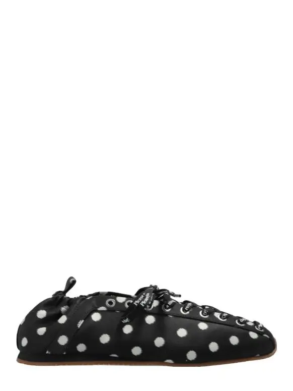 GANNI Lace-up Printed Ballet Flats - Black