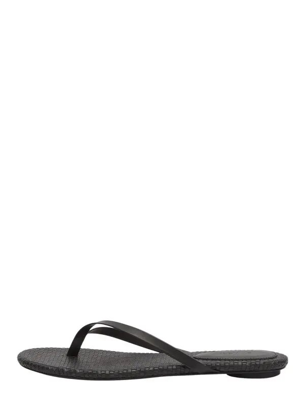 ST. AGNI Round Toe Flat Sandals - Black