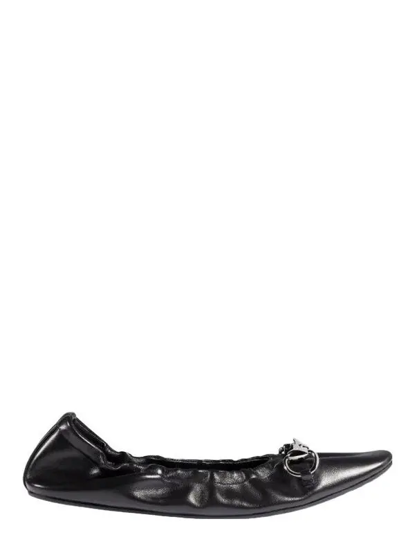 Gucci Horsebit Detailed Ballerina Flats - Black