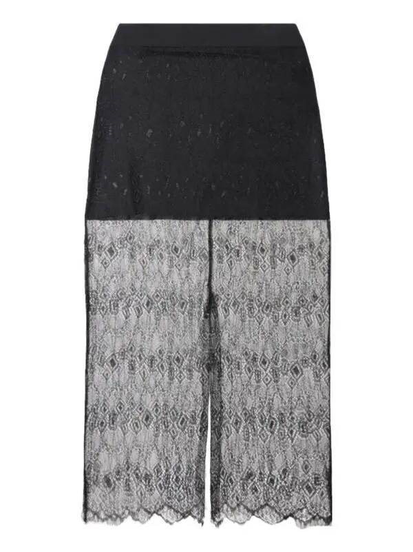 THE FRANKIE SHOP Alrose Lace Midi Skirt - Black