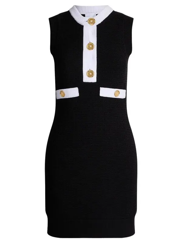 PATOU Sleeveless Contrast Trim Knit Dress - Black